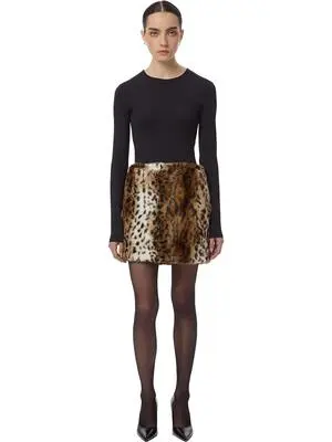 Apparis Pia Shaved Leopard Mini Skirt - Leopard Multi