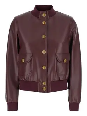 TWINSET Buttoned Faux Leather Jacket - Red