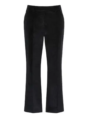 Max Mara Cotton Velvet Cropped Trousers - Black Black