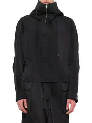 JUUN.J Hooded Panelled Coat - Black