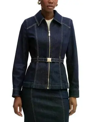 Luisa Spagnoli Belted Denim Jacket - Blue