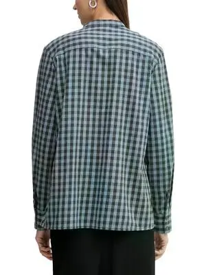 Marc O'polo Gingham-check Band-collar Shirt - Blue