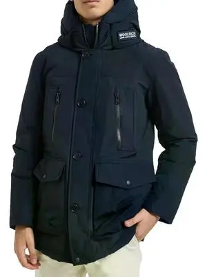Woolrich Hooded Logo-patch Coat - Blue