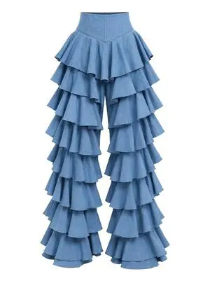 OFUURE Light Denim Daria Ruffle Pants - Blue