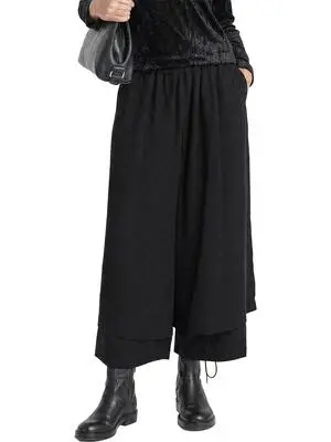 Comme Des Garçons Layered Wool Taffeta Cropped Pants - Black