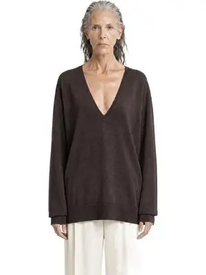 TOTEME Fine V-neck Sweater Brown