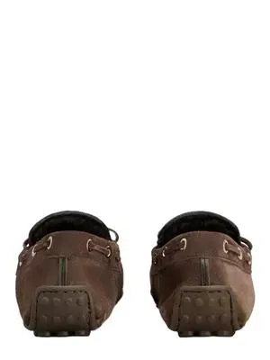 TOD'S Shearling-lined Suede Loafers - Brown