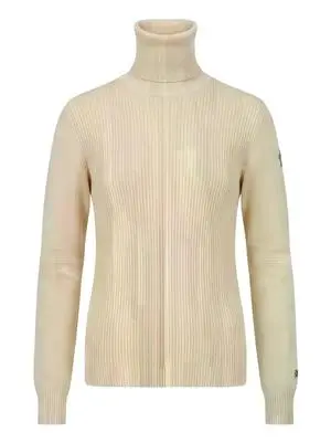 Moncler Ribbed-knit Logo-patch Sweater Neutrals