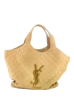Saint Laurent Icare Shopping Quilted Suede Maxi Tote Bag - Neutrals