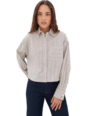 Rag & Bone Marin Cropped Stripe Shirt - Tanst