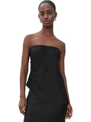 WAYF Vienna Strapless Satin Top - Black