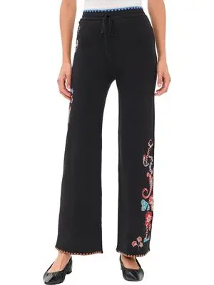 NEVER FULLY DRESSED Paisley Wide Leg Pants - Black