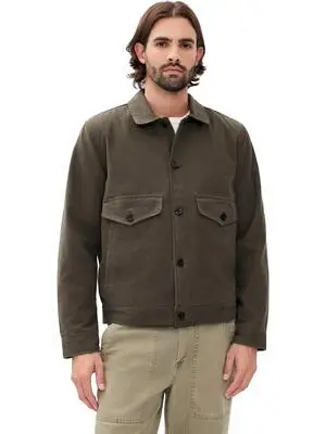 Marine Layer Waxed Trucker Jacket - Olive