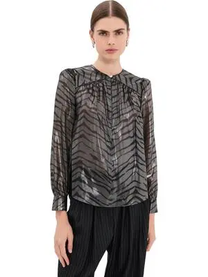 Isabel Marant Étoile Farali Gathered Silk Blouse - Black/silver