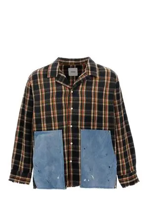 FOUND Camicia Plaid Denim - Nero