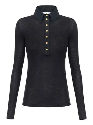 Elisabetta Franchi Wool Blend Polo Shirt - Black