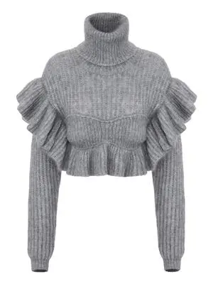 Elisabetta Franchi Wool Blend Turtle-neck Sweater - Grey