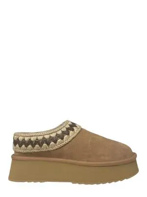 Mou Platform Clog Suede Slippers - Beige