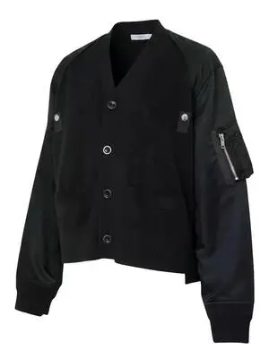 Sacai Panelled Knit Cardigan - Black