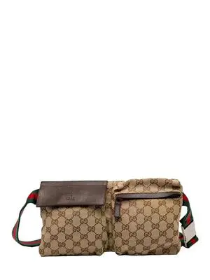 Gucci 2000-2015 Gg Canvas Web Double Pocket Belt Bag - Neutrals