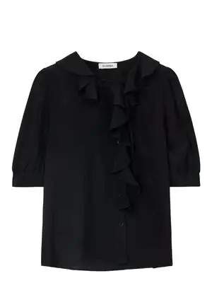 Rodebjer Xilla Ruffled Puff-sleeve Blouse - Black