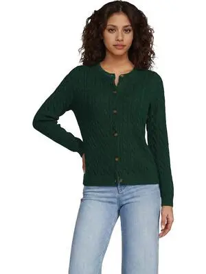 LANDS' END Drifter Cable Cardigan Sweater - Pine