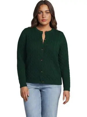 LANDS' END Drifter Cable Cardigan Sweater - Pine
