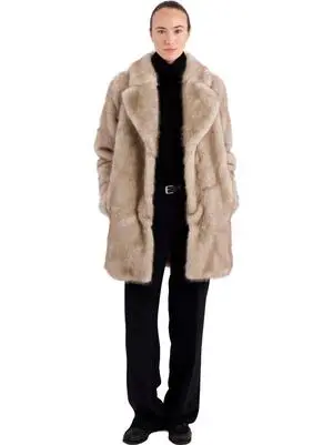 OROLAY Mid-length Faux Fur Coat - Beige