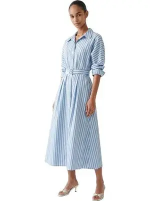 EXQUISE Bogie Raglan Sleeve Belted Midi Dress - Multi Color