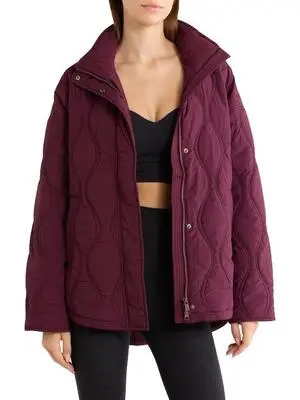 Beyond Yoga Roam Water Repellent Quilted Jacket - Cabernet