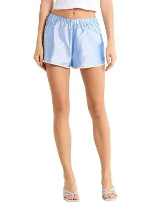 Donni. The Silk Taffeta Racer Stripe Shorts - Cloud