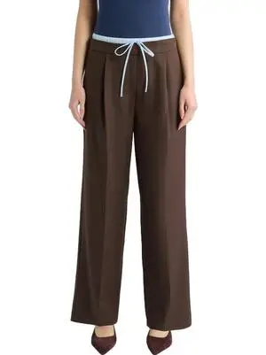 Deluc Tibi Contrast Detail Drawstring Pants - Chocolate