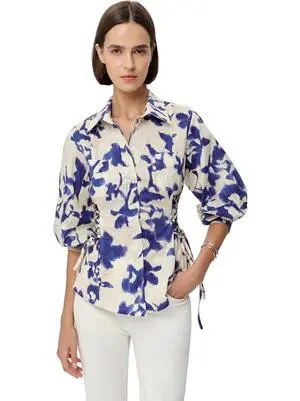 EXQUISE Ambrosina Collar Puff Sleeve Shirt - Multi Color
