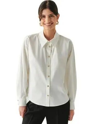 EXQUISE Kamari Raglan Sleeve Shirt - Bone