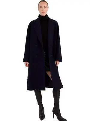 OROLAY Maxi Classic Wool Coat - Navy