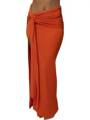 JLUXLABEL Muse Draped Maxi Skirt - Orange