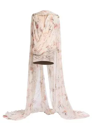 Elie Saab Printed Chiffon Short Dress - Multi