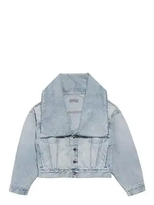 Balenciaga Standing Collar Boxy Jacket - Blue