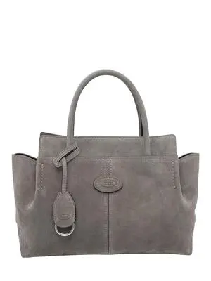 TOD'S Small Suede Shopping Bag - Gray