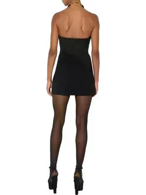 Elisabetta Franchi Mini Bustier Dress In Double Layer Crêpe Fabric - Black