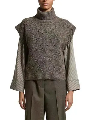 PESERICO Sequin-embellished Argyle Sweater