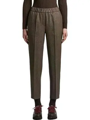 Peserico Elasticated-waistband Pressed-crease Trousers - Brown