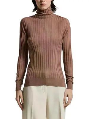 Peserico Ribbed Roll-neck Sweater - Brown