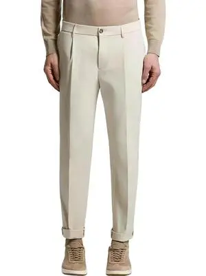 Peserico Pleated Turn-up Trousers - Neutrals