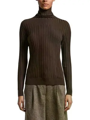 Peserico Ribbed-knit Roll-neck Sweater - Brown