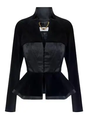 Elisabetta Franchi Gazar And Velvet Jacket - Black