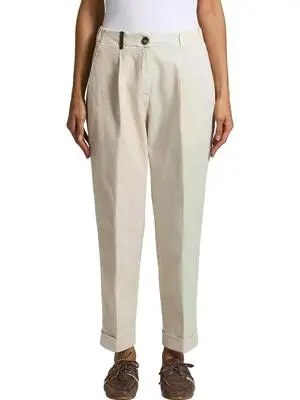 Peserico Pleated Turn-up Trousers - Neutrals