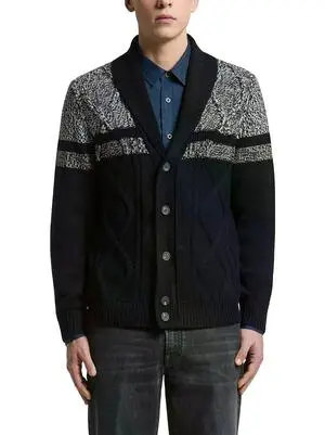 Peserico Cable-knit Shawl-collar Cardigan - Blue