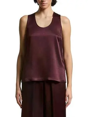 Peserico Satin-finish Scoop-neck Top - Red