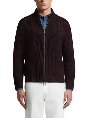 Peserico Waffle-knit Raglan-sleeve Cardigan - Red